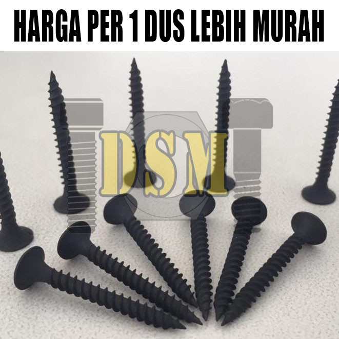 HITAM (1 Dus) Gypsum Screws 6x2" / Drywall Screw 5 CM Black (500 PCS ...