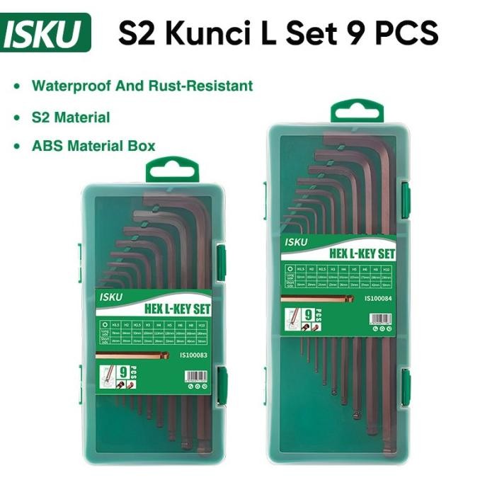 Isku L Key Set of 9 PCS Long Ballpoints, long S2 Hex Key material ...