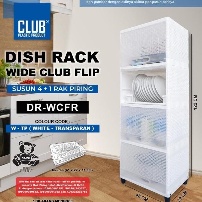 PERALATAN Wide Club Flip Dish Rack Stacking 4 - Transparent Door ...