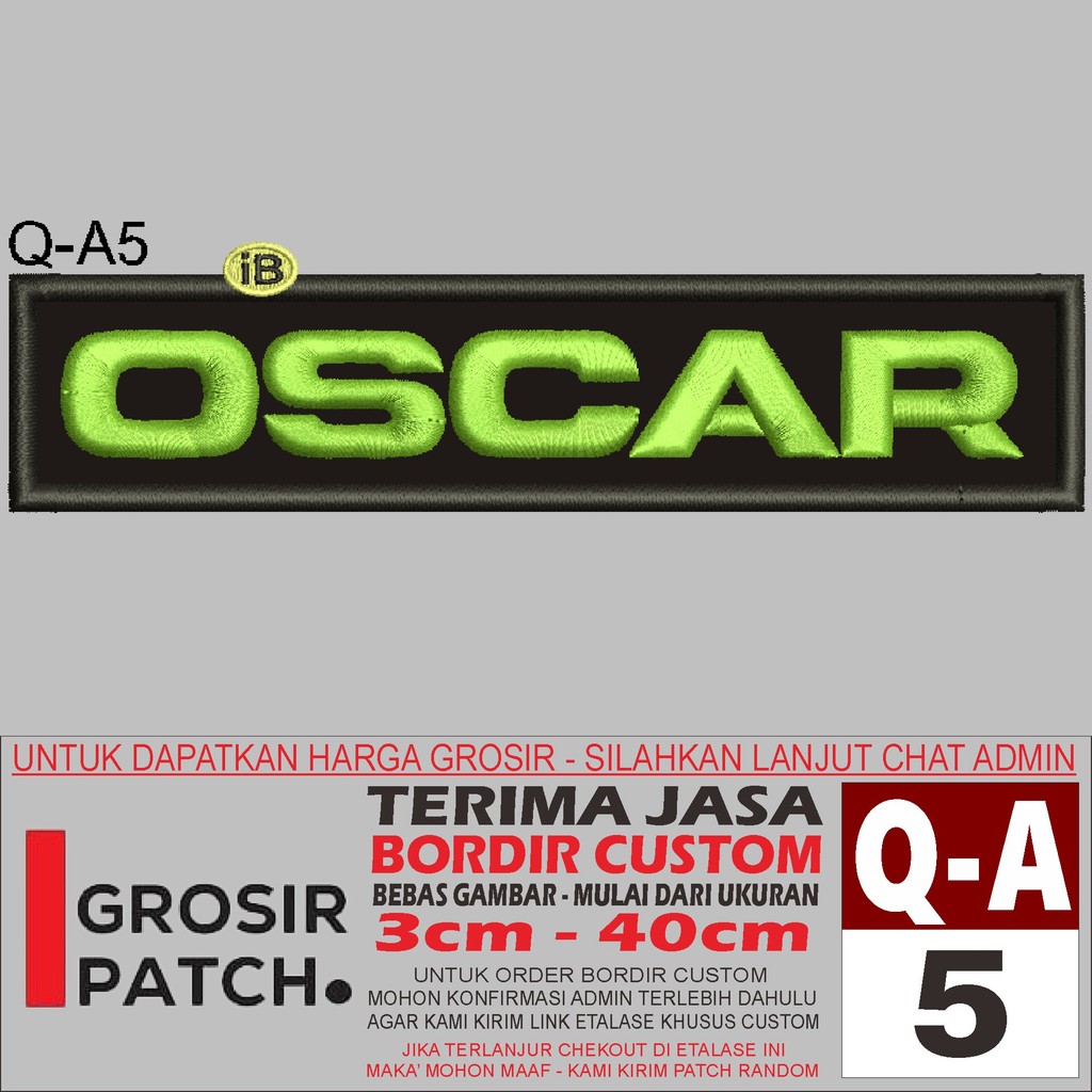 Q-A5 OSCAR WRITING LOGO EMBROIDERED PATCHES - WHOLESALE REVIEW ...