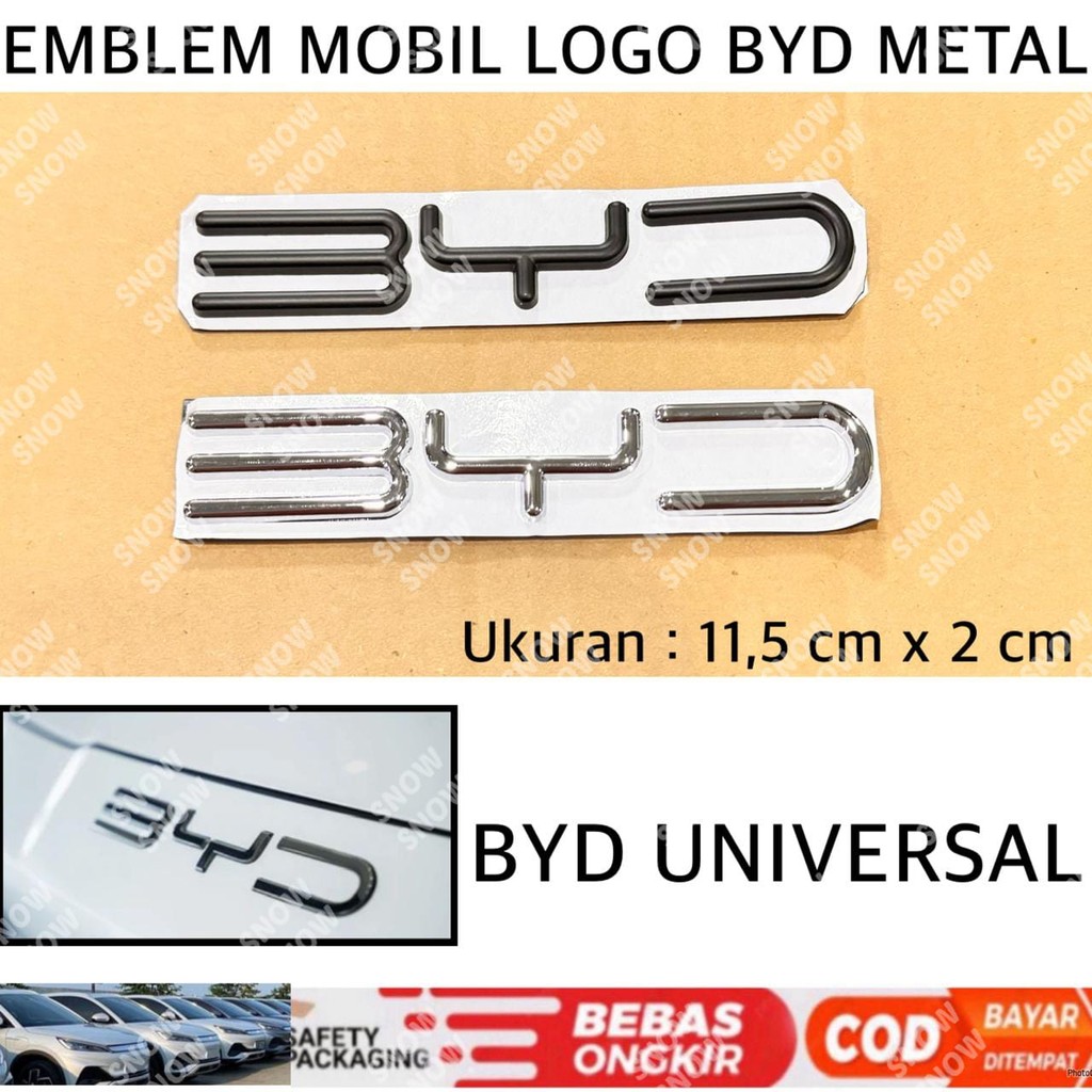 BYD Build Yours Dream Universal Black Chrome Metal Car Logo Emblem ...