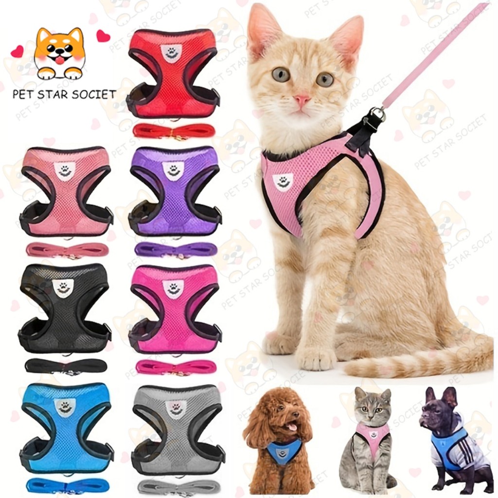 Cat vest Harness vest + leash Harness VEST Fashionable Soft Mesh ...