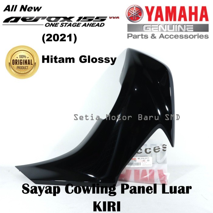 Genuine Yamaha All New Aerox Left Glossy Black Outer Cowling Wing Panel ...