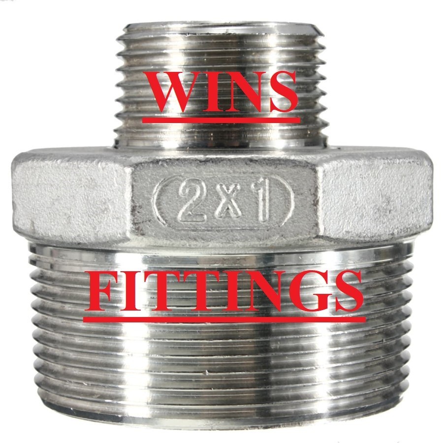 Reducer Nepel 1-1/4" x 1/2" SS 304 class 150 Hex Red double nipple ...