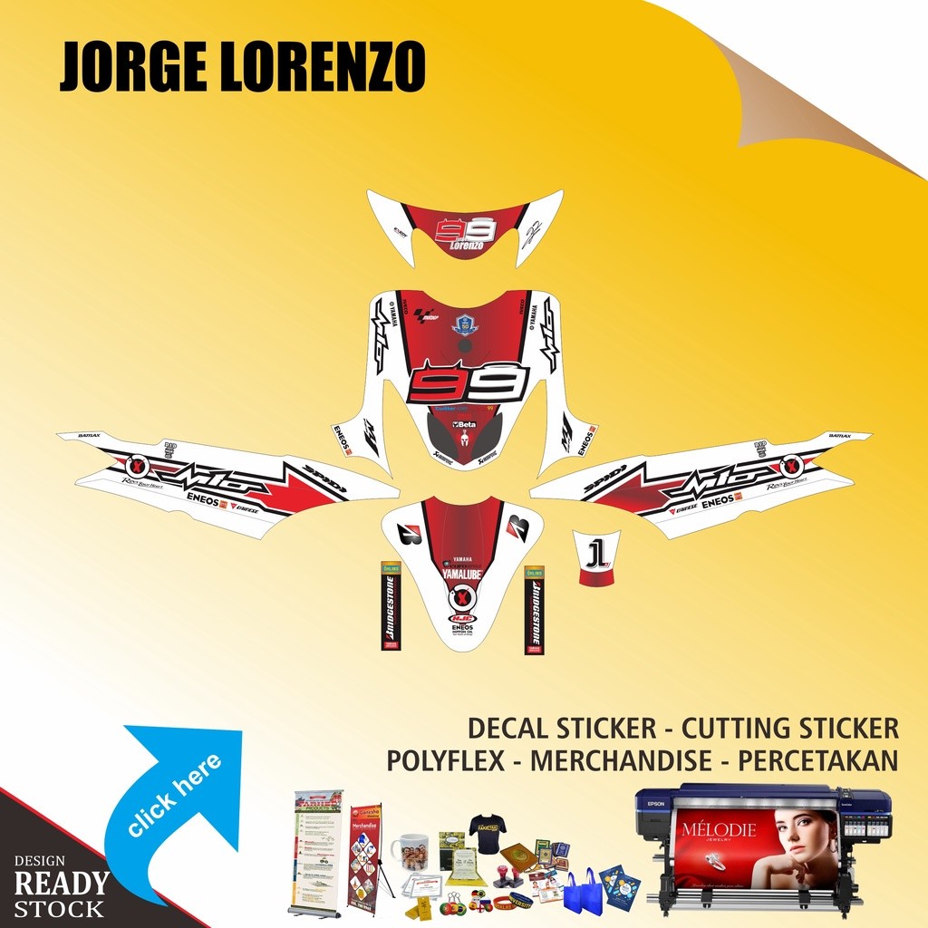 MERAH PUTIH Decal STICKER YAMAHA MIO SMILE LORENZO RED AND WHITE ...