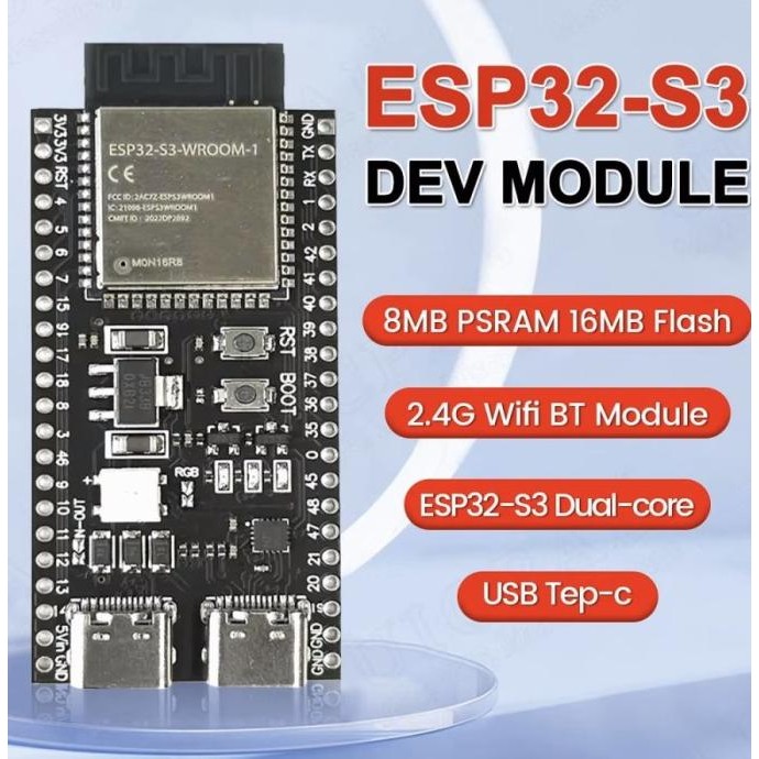 ESP32-S3 Wifi Bluetooth BLE 5.0 ESP32 S3 Wifi Mesh Development Board N8R2 N16R8 | Shopee Malaysia