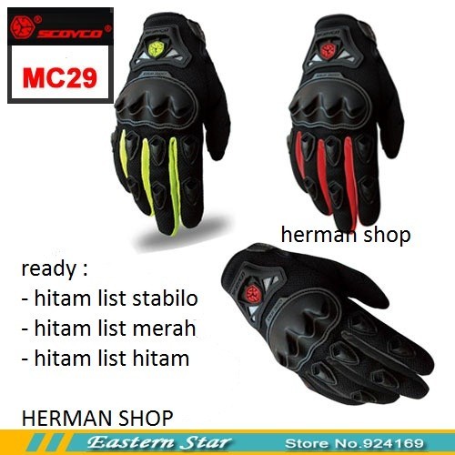 SCOYCO MC 29/MC29 FULL/ Gloves Scoyco MC29, ORIGINAL | Shopee Malaysia