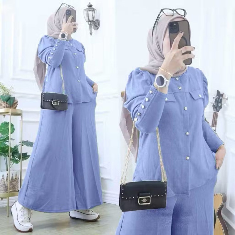 New! Milka SET KNIT BALLOON HAND ACTIVE BUTTONS CULOT TROUSERS // PLAIN ...