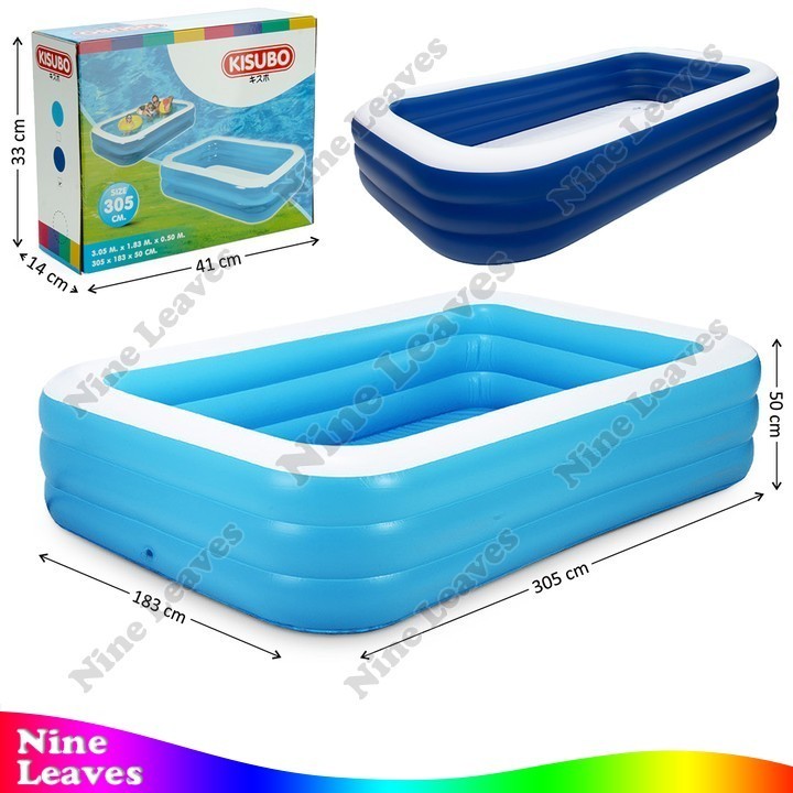3 Ring Pool 305x183x50 cm Kisubo Rubber Pool Children's Toy | Shopee ...