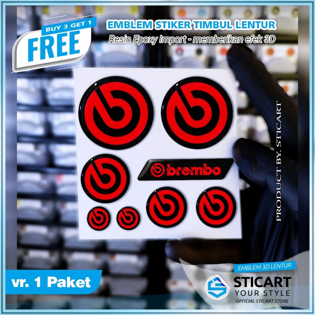 Brembo embossed EMBLEM MOTORCYCLE STICKER PACKAGE 3D FLEXIBLE embossed ...