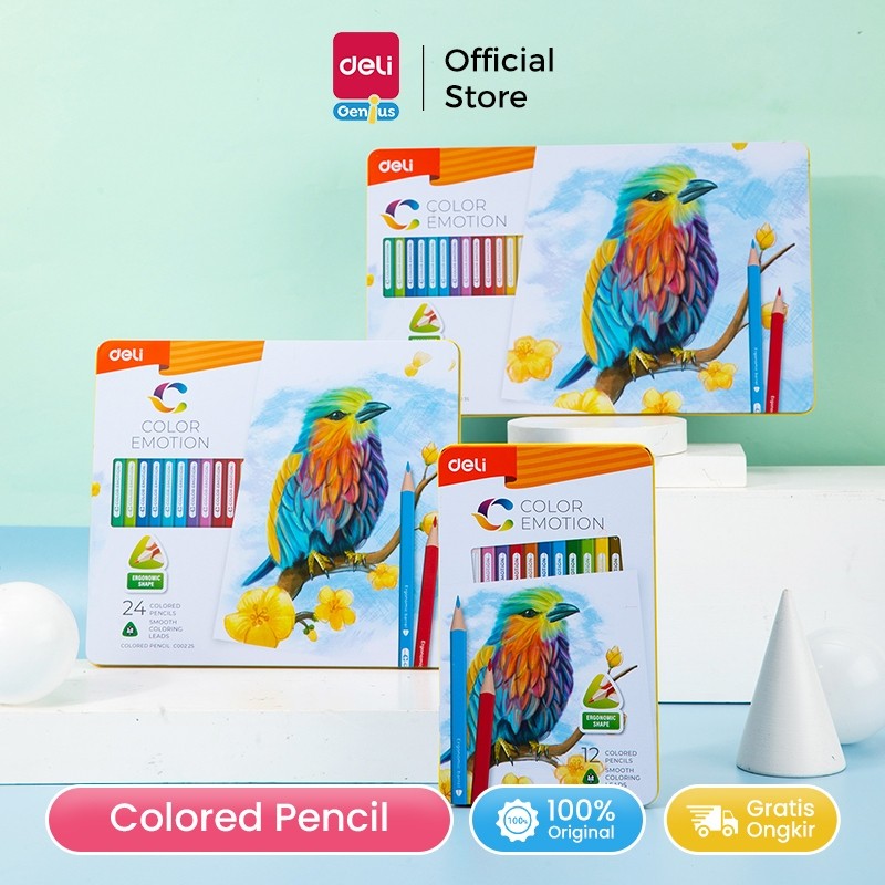 Deli Coloring Pencil / Colored Pencils 12/24/36 Colors Triangular Metal ...
