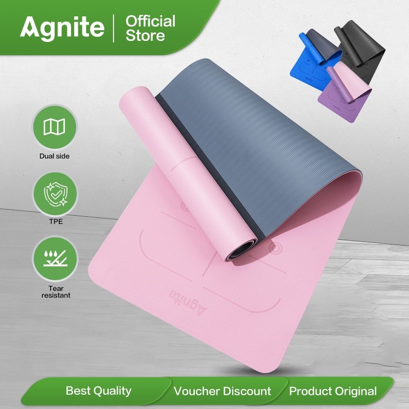 Agnite Yoga Mat/Dual Color Yoga Matt TPE 6mm Thick And 8mm Body ...