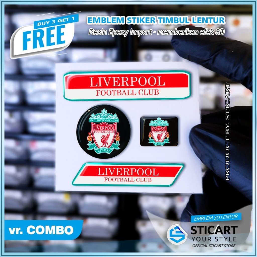 LIVERPOOL embossed EMBLEM MOTORCYCLE STICKER COMBO 3D FLEXIBLE embossed ...