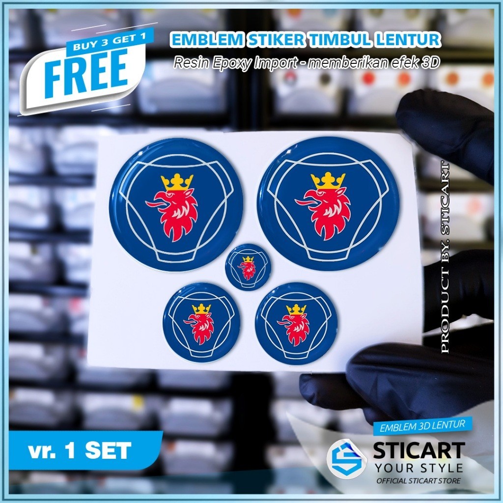 Scania EMBLEM embossed MOTORCYCLE STICKER SET 3D FLEXIBLE embossed ...