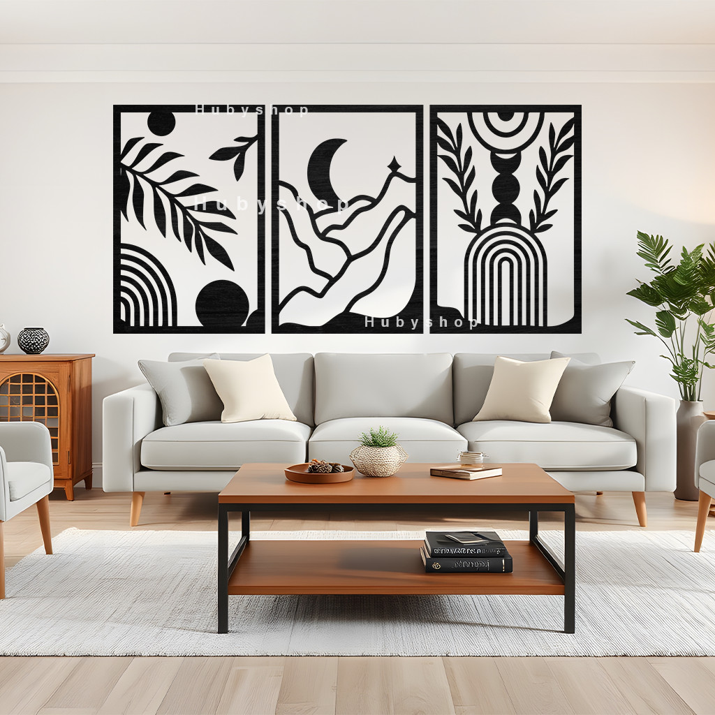 HIASAN DINDING KAYU Wooden Wall Decorations Set Of 3 Wall Decoration ...