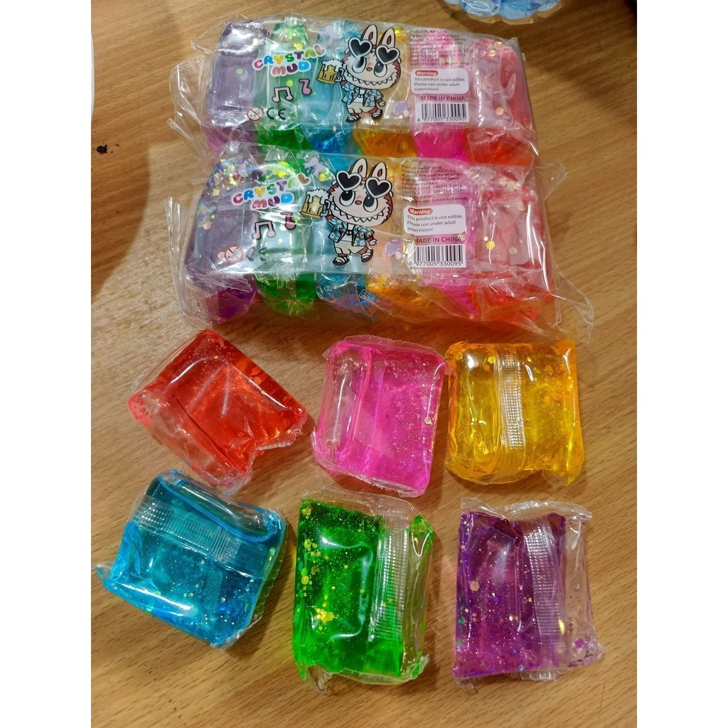 Contains 6 Pcs Colorful Labubu Sanrio Dino Character Crystal Mud Pillow ...