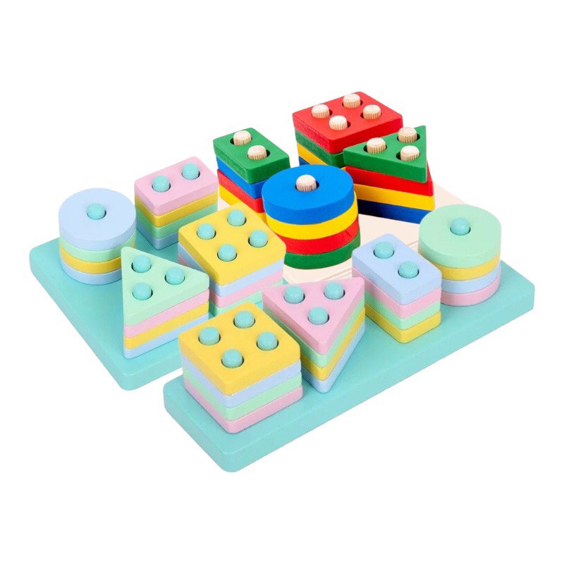 Discount GEOMETRY TOWER Educational Toys basic shape sorting pillars ...