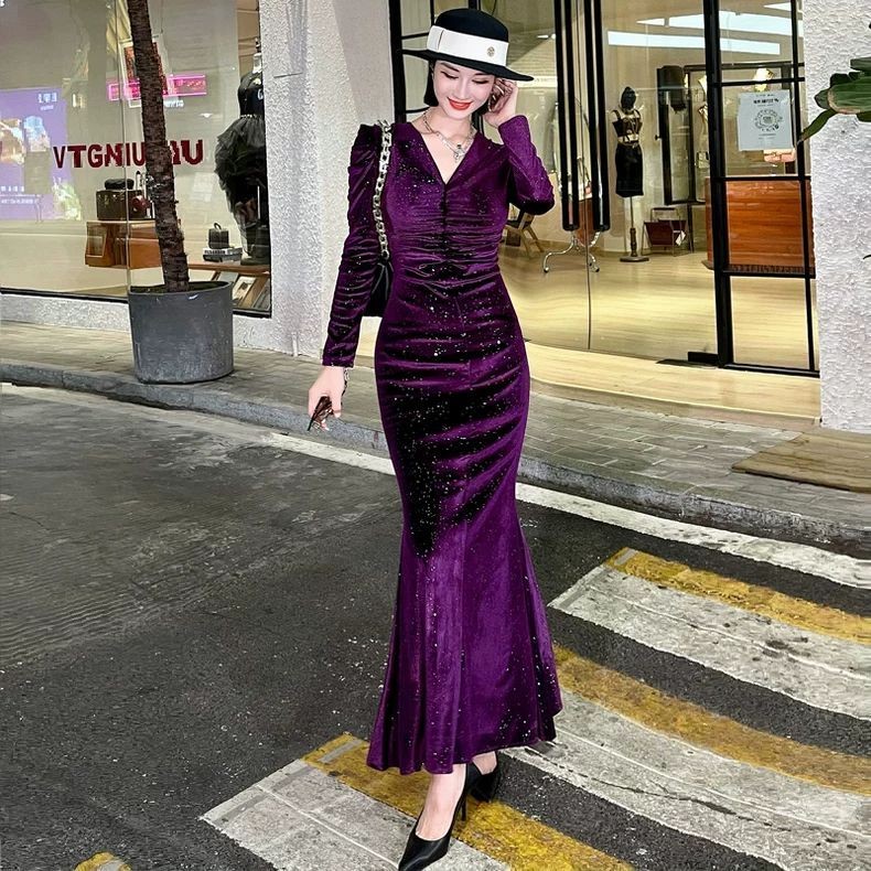 New French Style Temperament Entry Lux Design Fishtail Dress Female ...