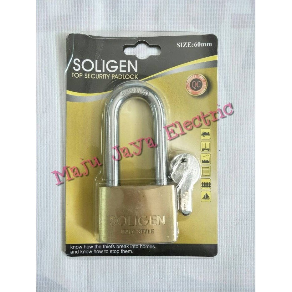 Genuine Soligen Brass Long Neck Fence / House Padlock 60 mm 60mm ...