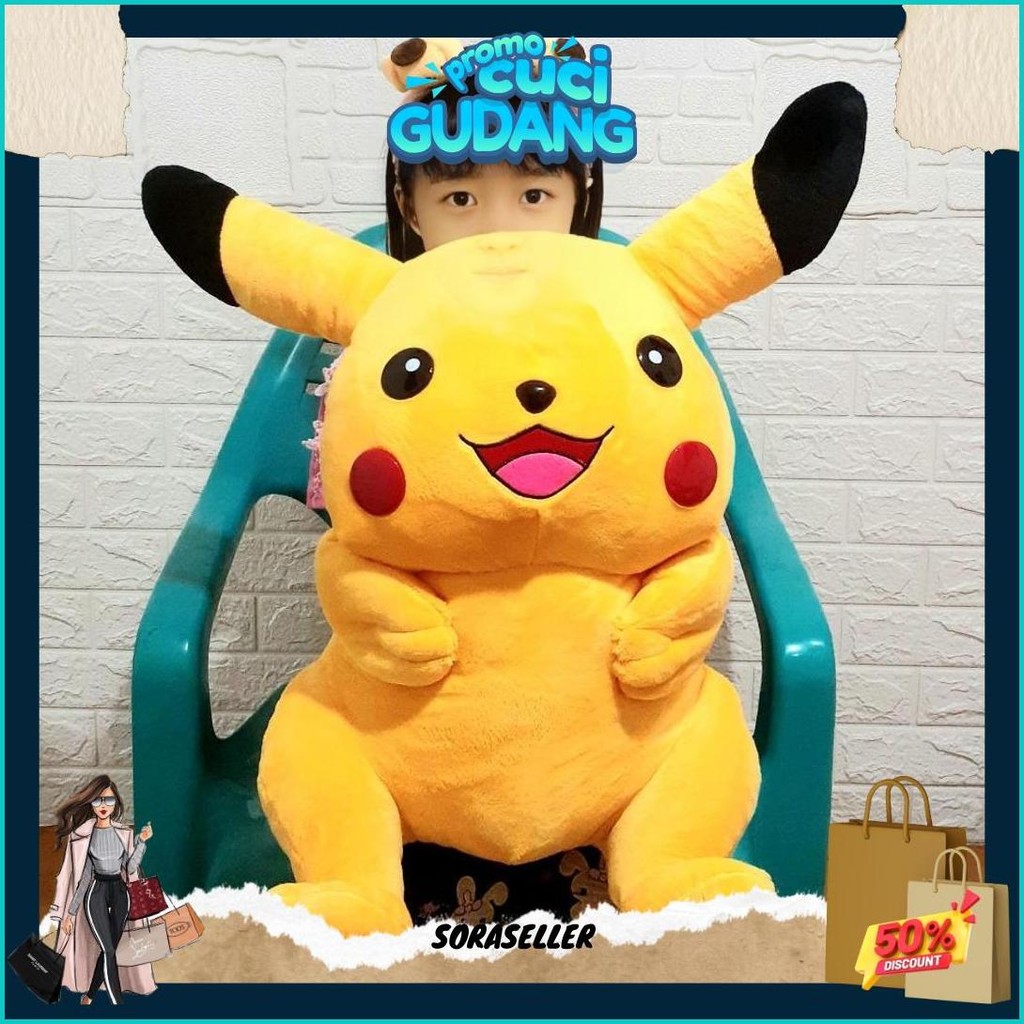 Big Cute Flash Jumbo Pokemon Pikachu Doll | Shopee Malaysia