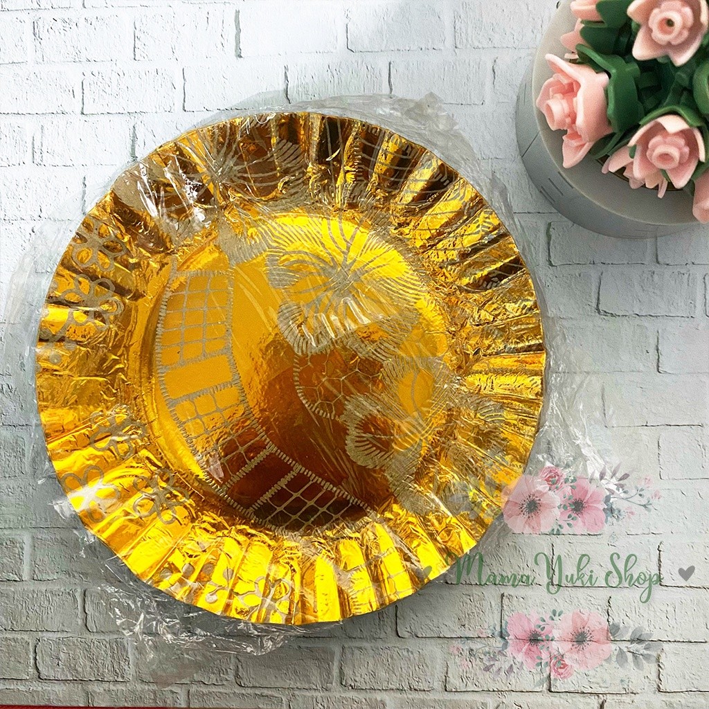 BIRTHDAY TART CAKE PAPER PLATE GOLD GOLD PAPER PLATE | Shopee Malaysia
