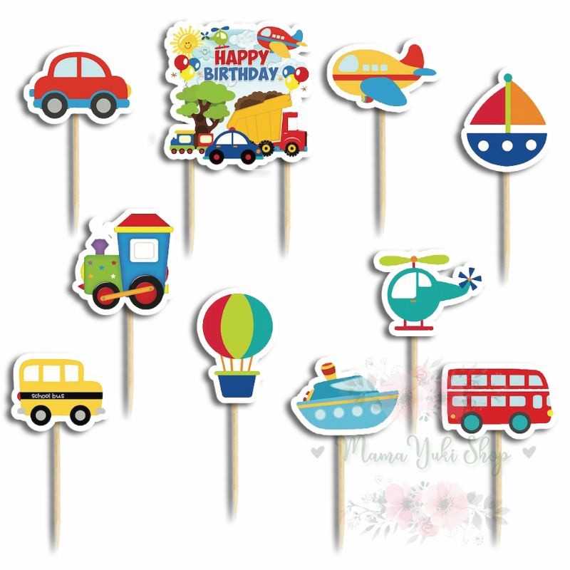 Transport Children's Birthday Cake Decoration Cake Topper | Shopee Malaysia