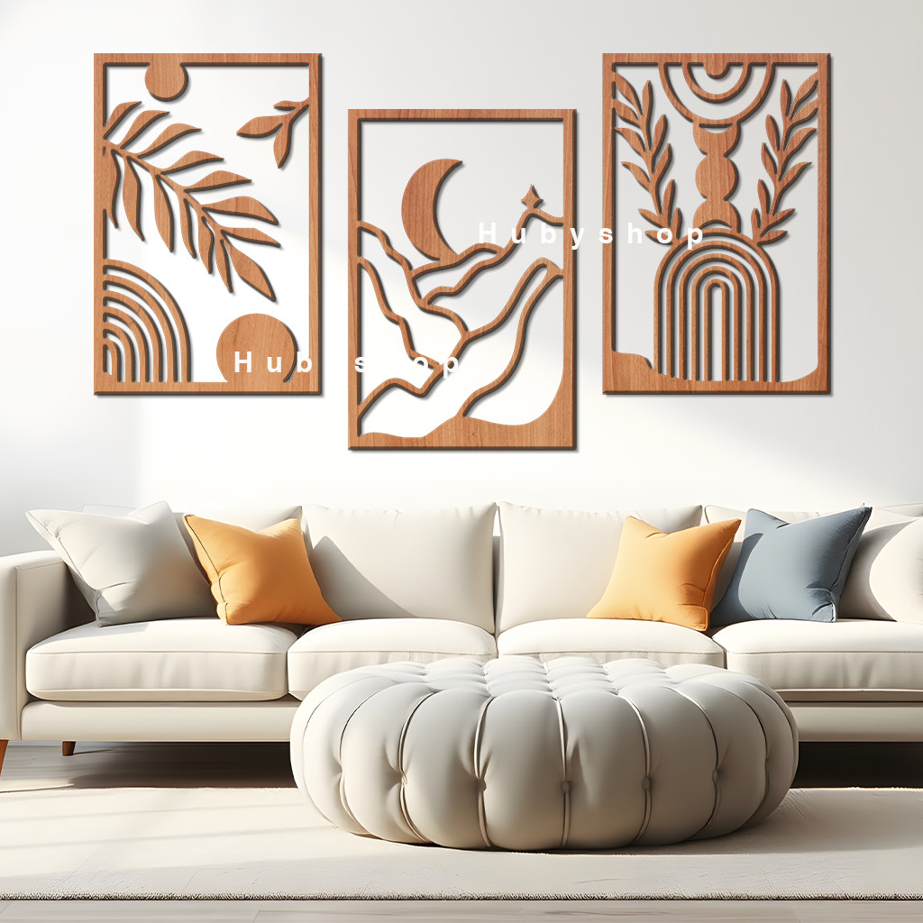 KAYU HIASAN DINDING Wooden Wall Decorations Set Of 3 Wall Decoration ...