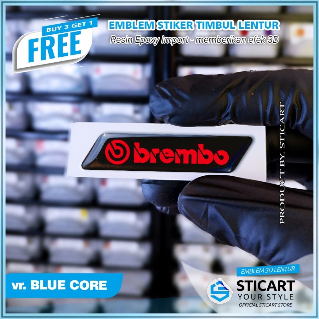 Brembo embossed MOTORCYCLE STICKER BLUE CORE 3D FLEXIBLE embossed ...