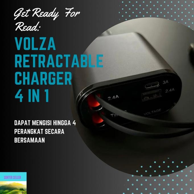 Volza IOS and Android Retractable Cable 4 in 1 Car Charger (Type C ...