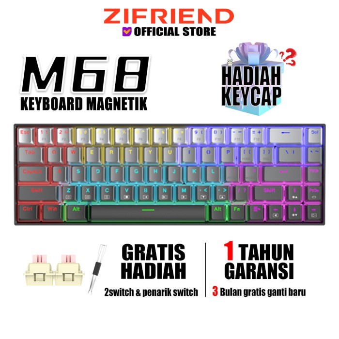 Zifriend M68 Magnetic Switch Keyboard Hall Effect Switch 65% Layout ...