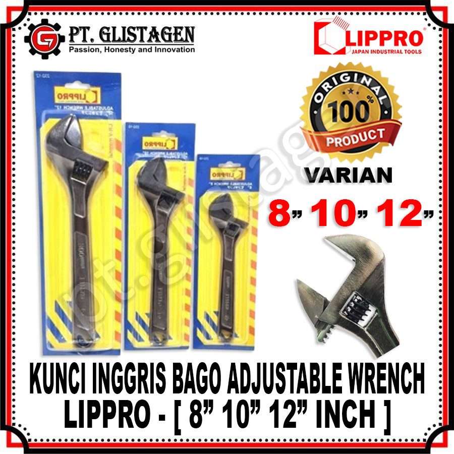 Lippro Wrench 8" inch 10" inch 12" inch Bago Baco Key Adjustable Wrench ...