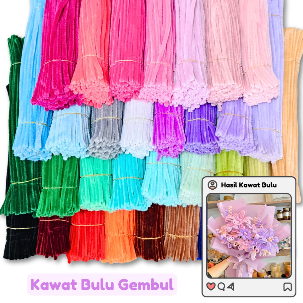 50 pcs) Colorful Thick Feather Wire Pipe Cleaner Flower Mix - BH139 ...