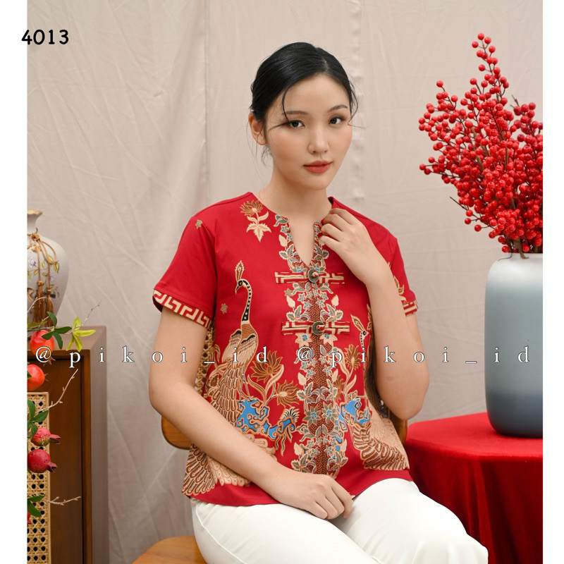 MERAH Limited Edition Red Batik Top / Women's Batik Cheongsam / Ethnic ...
