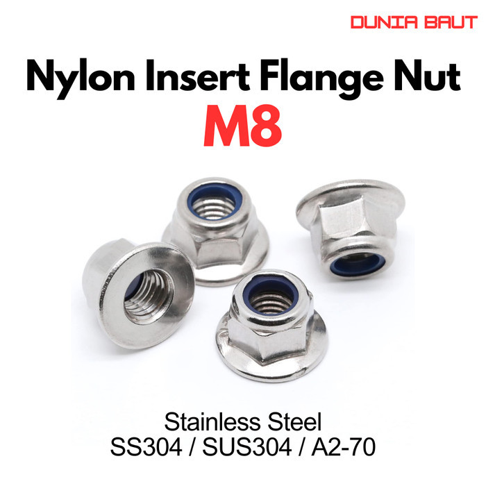 Nylon Insert Flange Nut M8 / Nylon Insert Flange Nut M8 Stainless SS304 ...