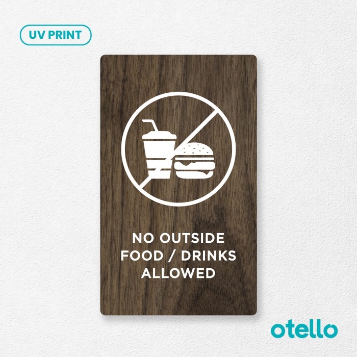 No Outside Food Drinks Allowed Sign Board Wooden Print Signage Rustic ...