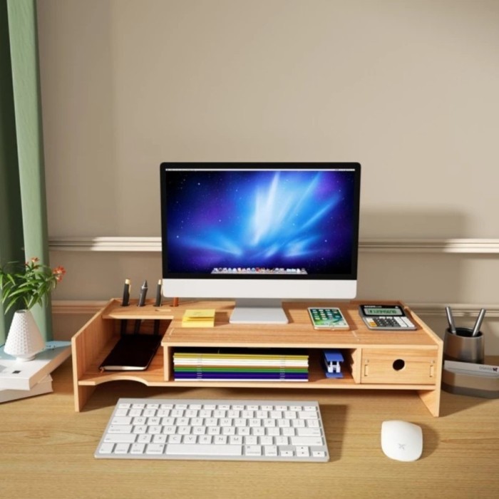 Imac Shelf Desk Monitor Stand desktop PC Computer Laptop Base Stand ...
