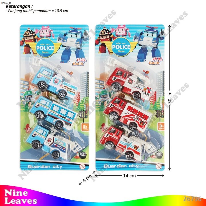 Police Robotcar Poli 3 Pcs Pullback Mini Car Police Team Toy | Shopee ...