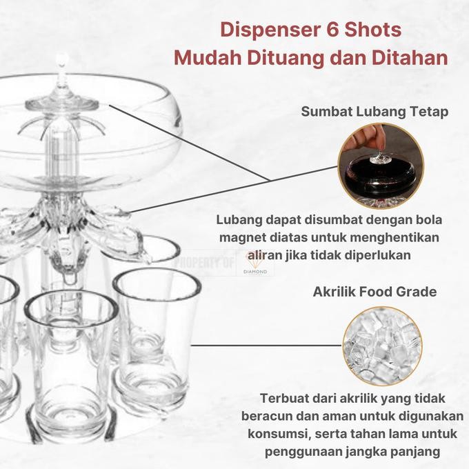 Wine Dispenser Glass 6 Shot / 6 Glasses Transparent Acrylic Wine ...