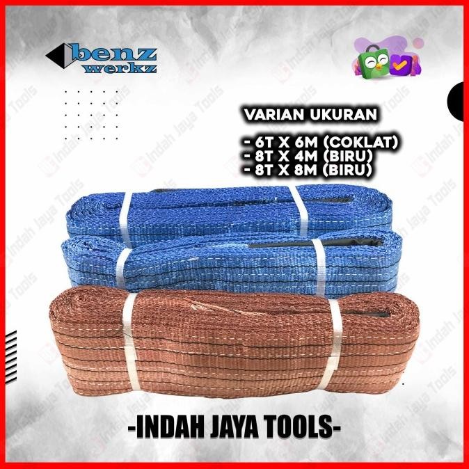 New Product!! Benz Webbing Sling Belt 6 8 Ton Blue Brown - Double Ply ...