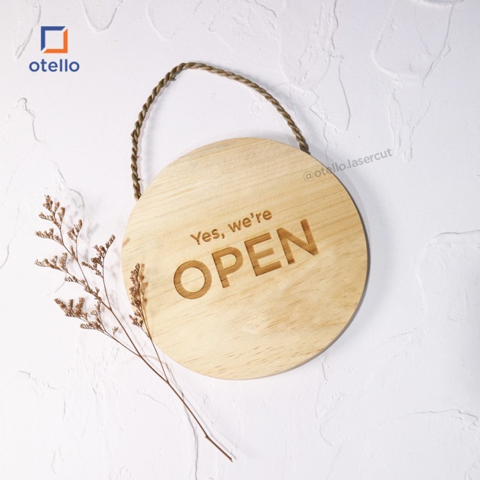 Open Closed Sign Board Pine Wood Engraved Wooden Signage Cafe ...