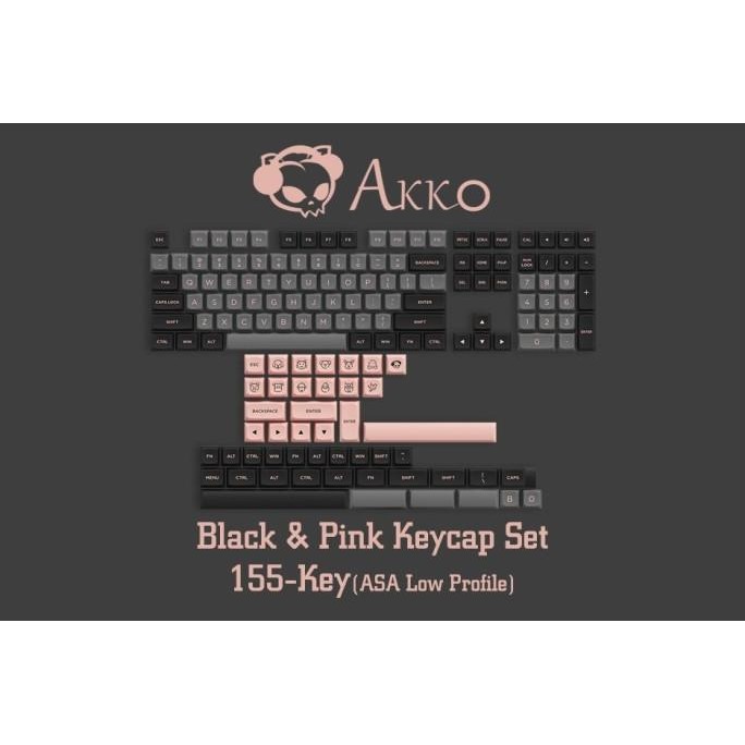 Available AKKO ASA Low Profile PBT Double Shot Keycaps Set 155 Key ...