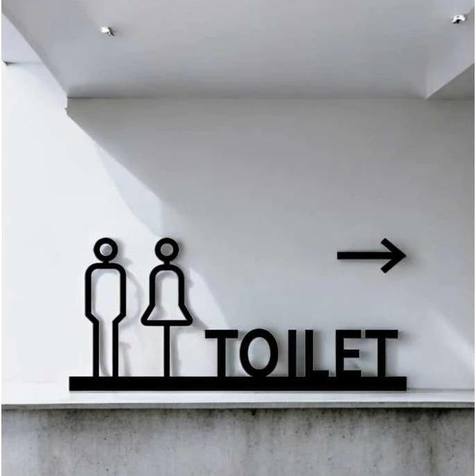 3mm Acrylic Toilet Sign Modern Minimalist WC Restroom Sign Label ...