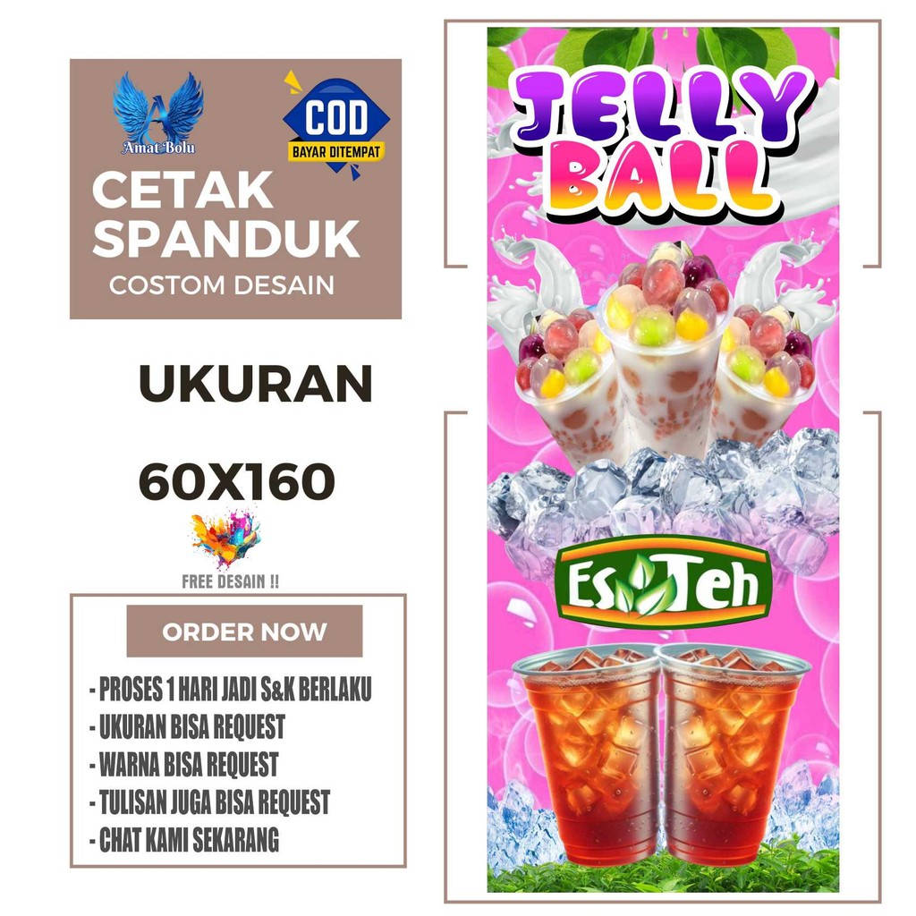 Print Costom ICE JELLY BALL & ICE TEA Banners Design | Shopee Malaysia