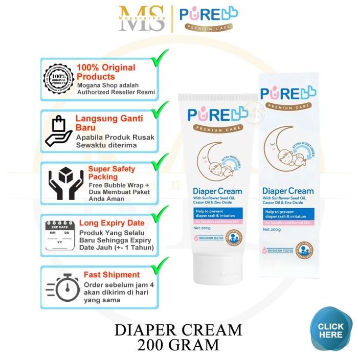 Pure Baby Diaper Cream 200 Gr Purebaby Diaper Rash Prevention Cream ...