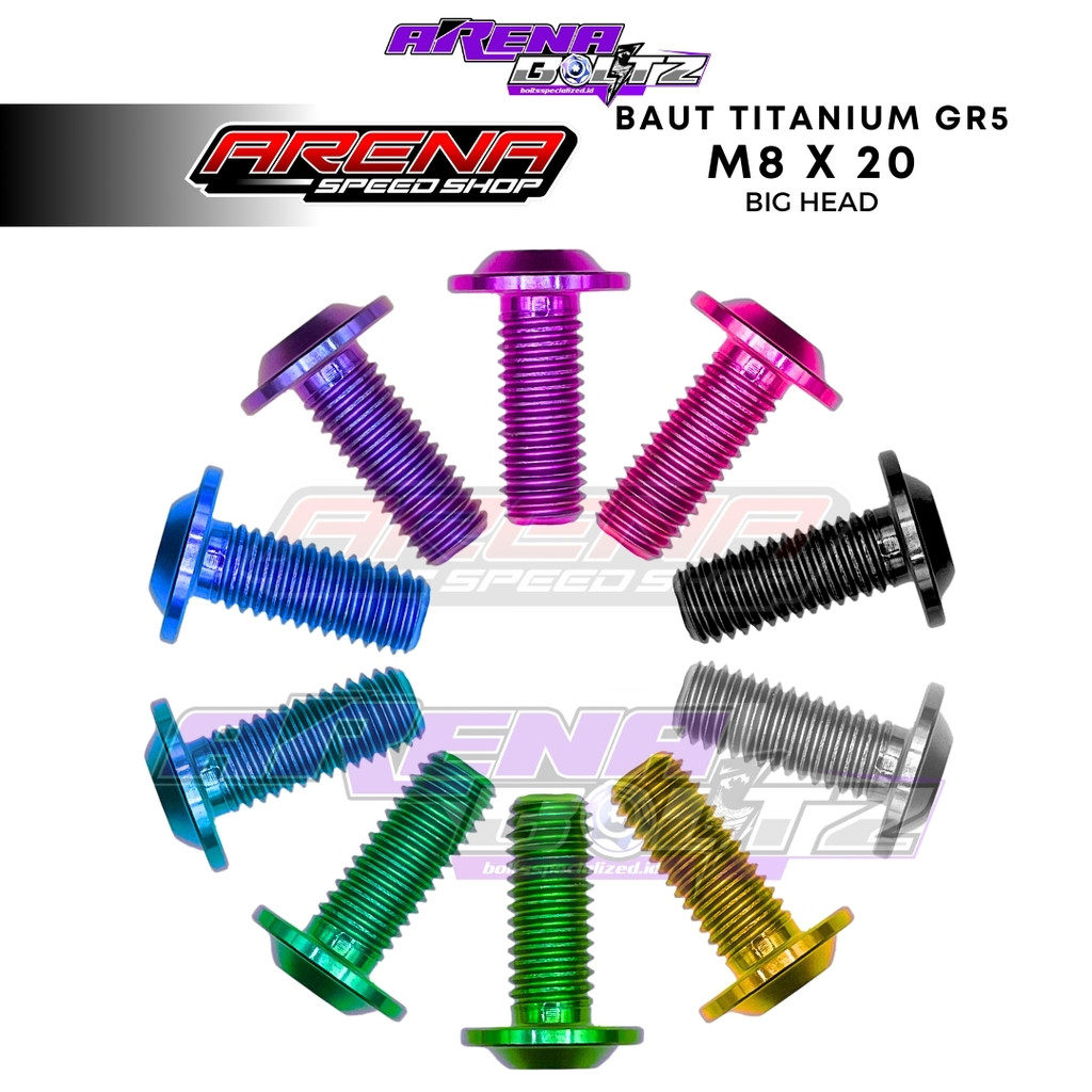 Big Head Titanium GR5 M8x20 Front Disc Bolts Mio Jupiter MX King Derat ...