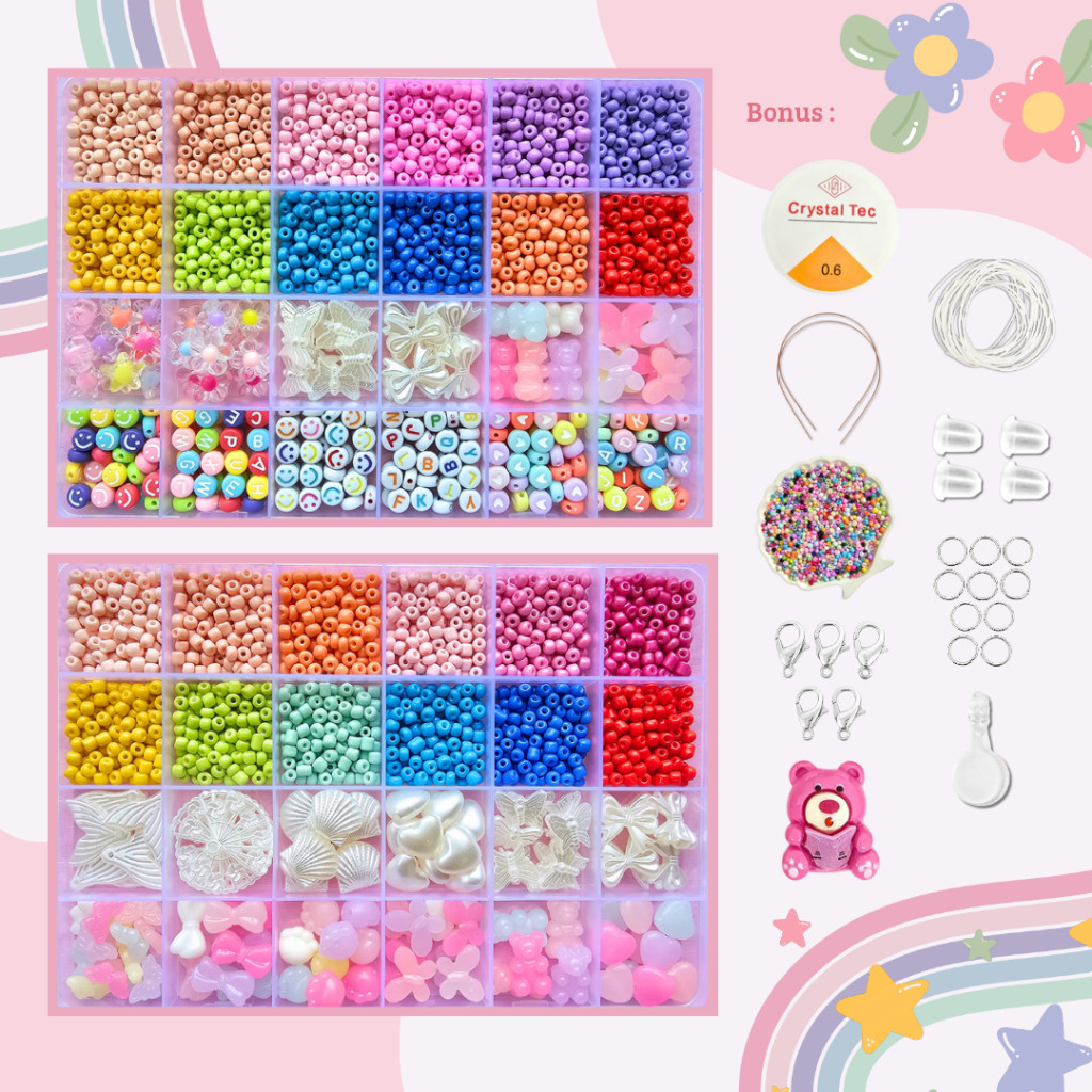 Diy Beads Kit - Bracelet Beads - Sand Beads (Free Elastic Thread + Jade ...