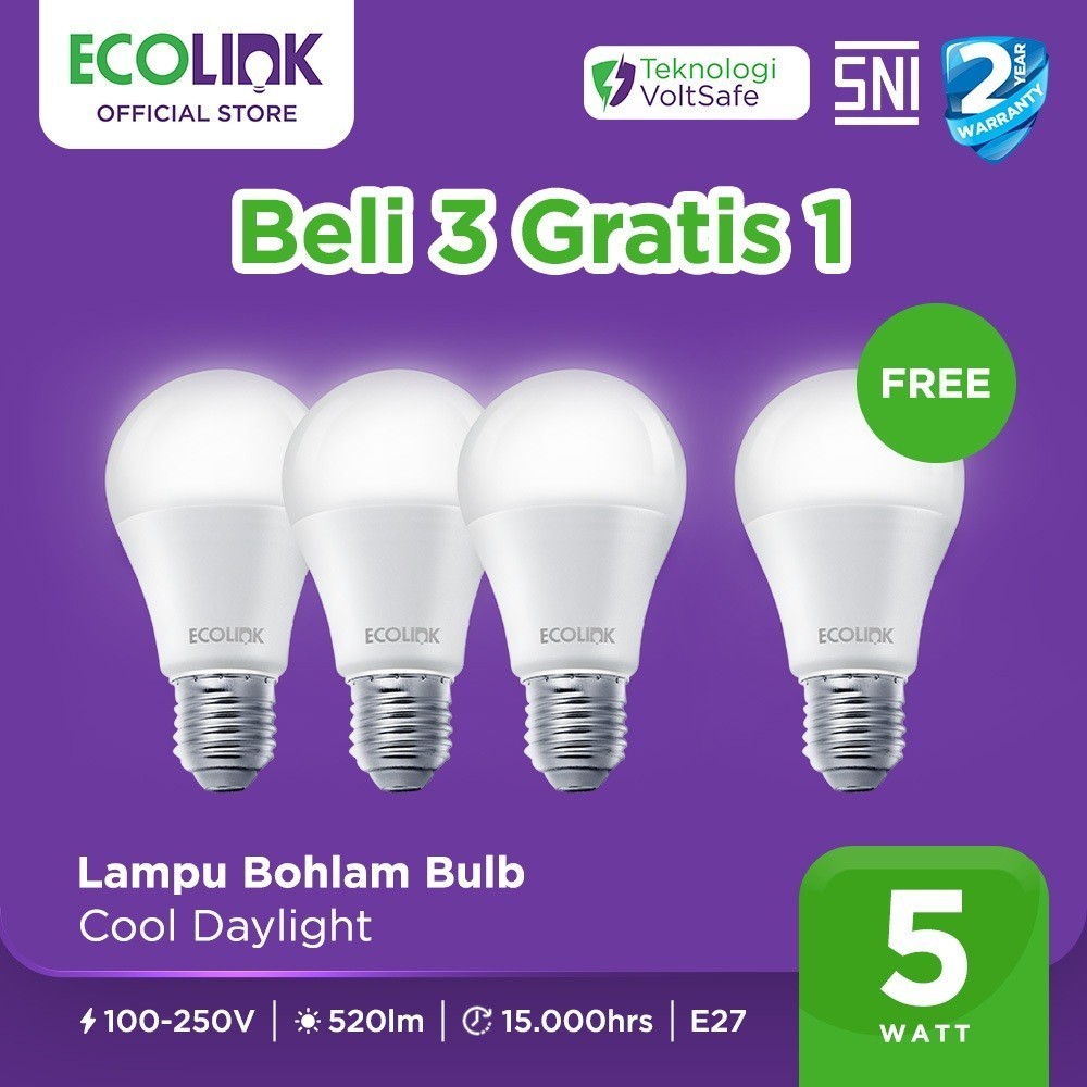 Ecolink LED Bulb E27 - Buy 3 Get 1 Free | Shopee Malaysia