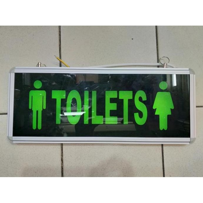 Toilet 2-sided glass led exit light / Toilet PA led mirror exit sign ...