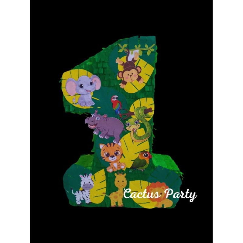 Hit Pinata / Pull Pinata Birthday Supplies with Animal Theme Number ...