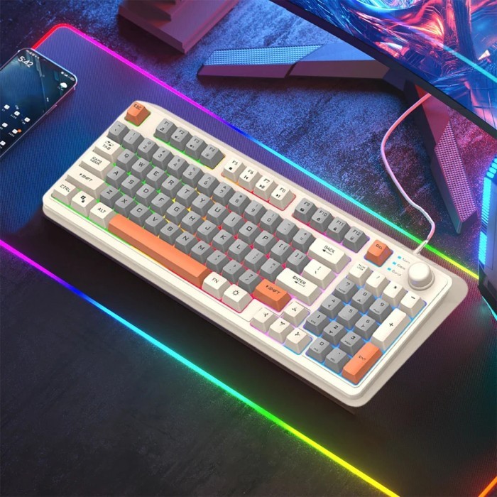 Gaming Keyboard K820 - RGB Light Wired Keyboard / Mechanical Feel ...